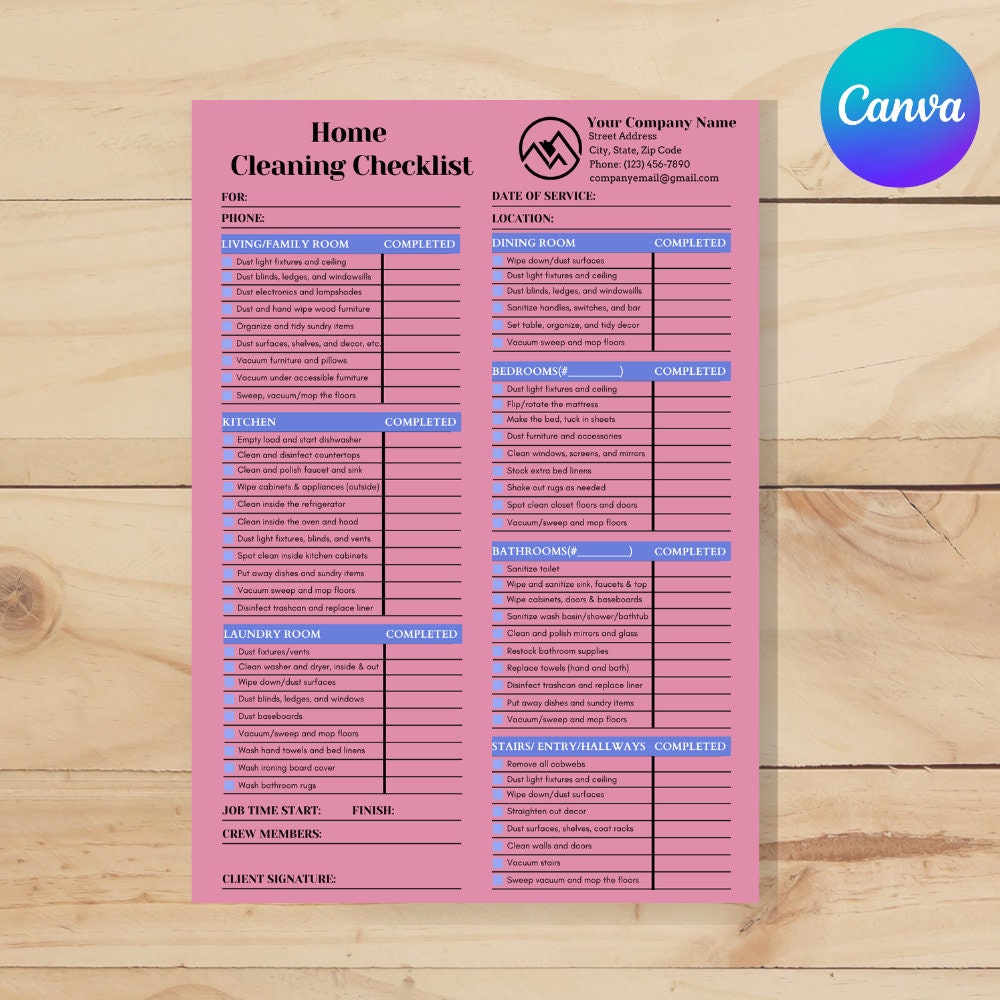 Cleaning Checklist | Flylady Planner | Printable Pdf | Cleaning ...