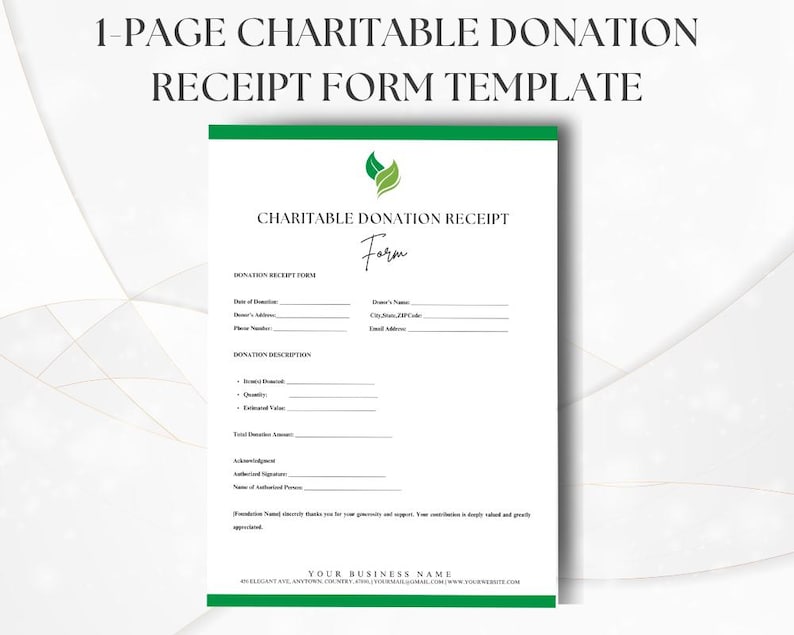 Donation Receipt Template, Editable Charity Form, Nonprofit Tax ...
