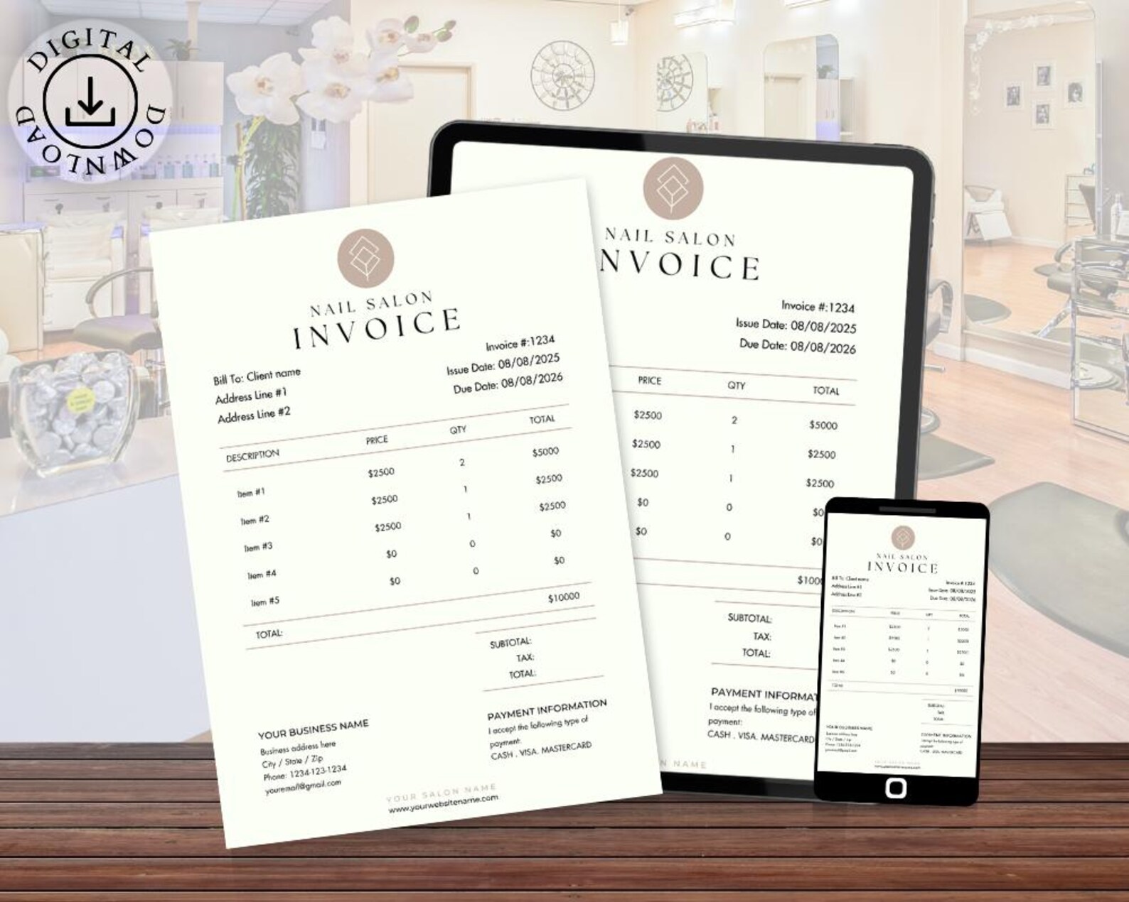 Nail Tech Invoice Template - Editable Canva Form for Nail Technicians ...