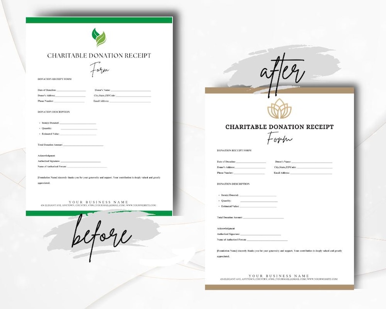Donation Receipt Template, Editable Charity Form, Nonprofit Tax ...