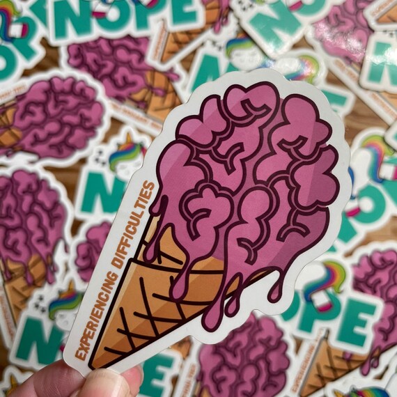 Melting Brain Sticker Experiencing Difficulties Sticker | Etsy