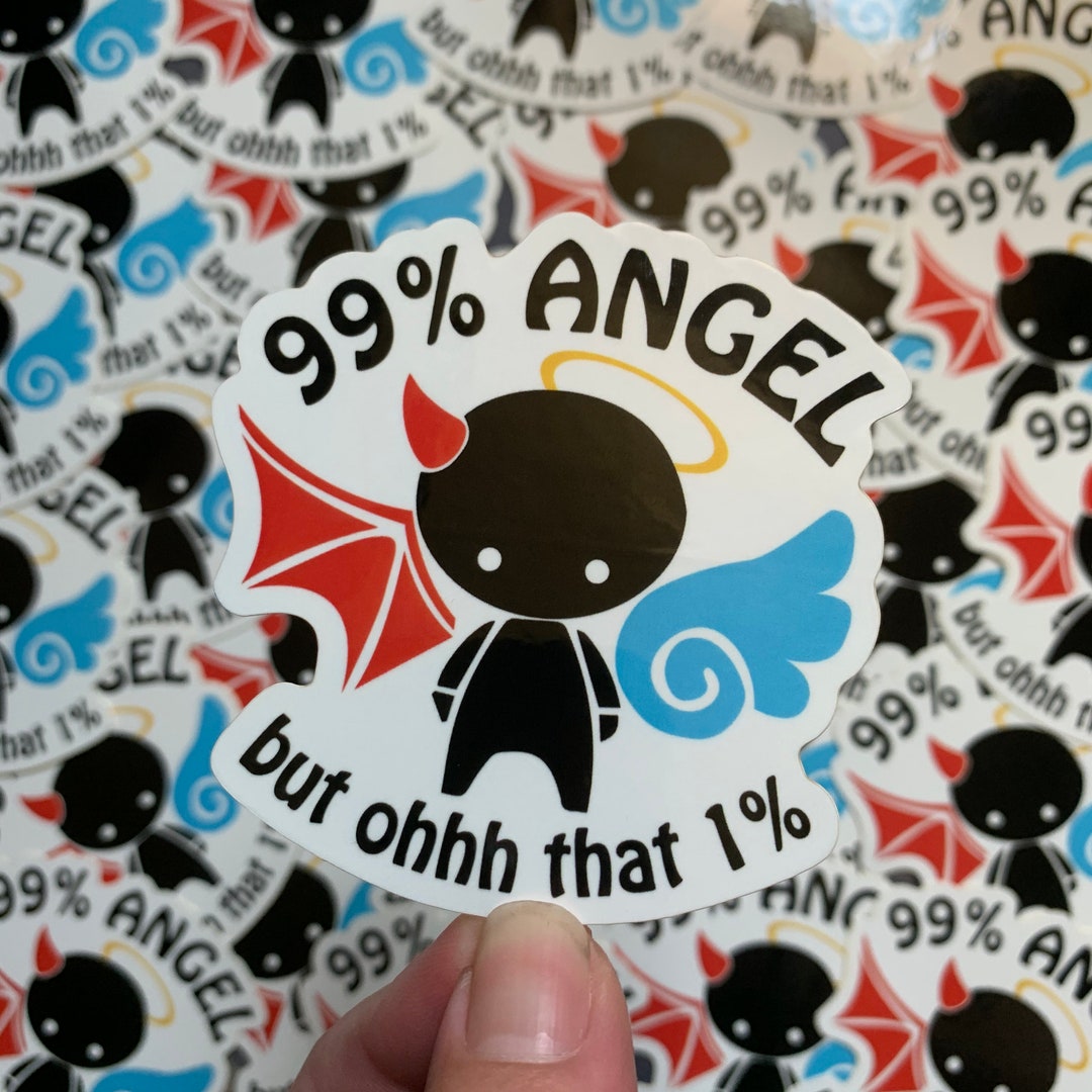 99% Angel Sticker, Waterproof Sticker, Angel Devil Sticker, Unique ...