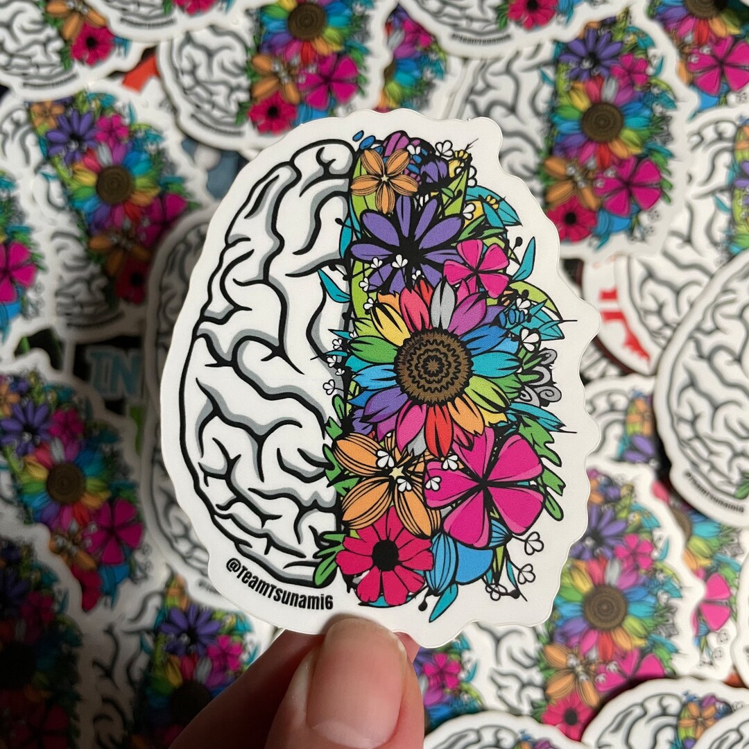 Flowers Brain Waterproof Matte Sticker, Neurological Disorder With ...