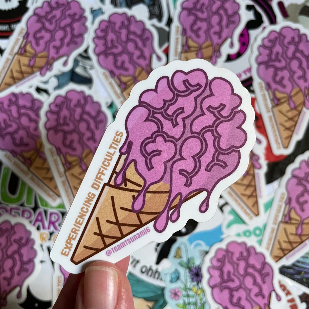 Melting Brain Sticker, Experiencing Difficulties Sticker, Waterproof ...