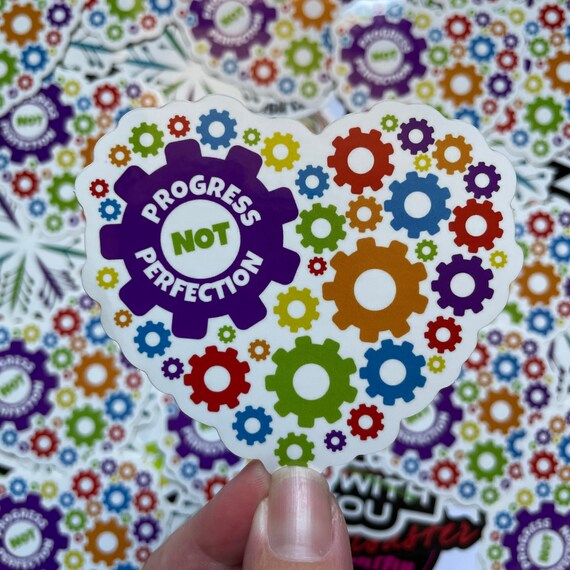 Progress Not Perfection Sticker Waterproof Sticker Heart | Etsy