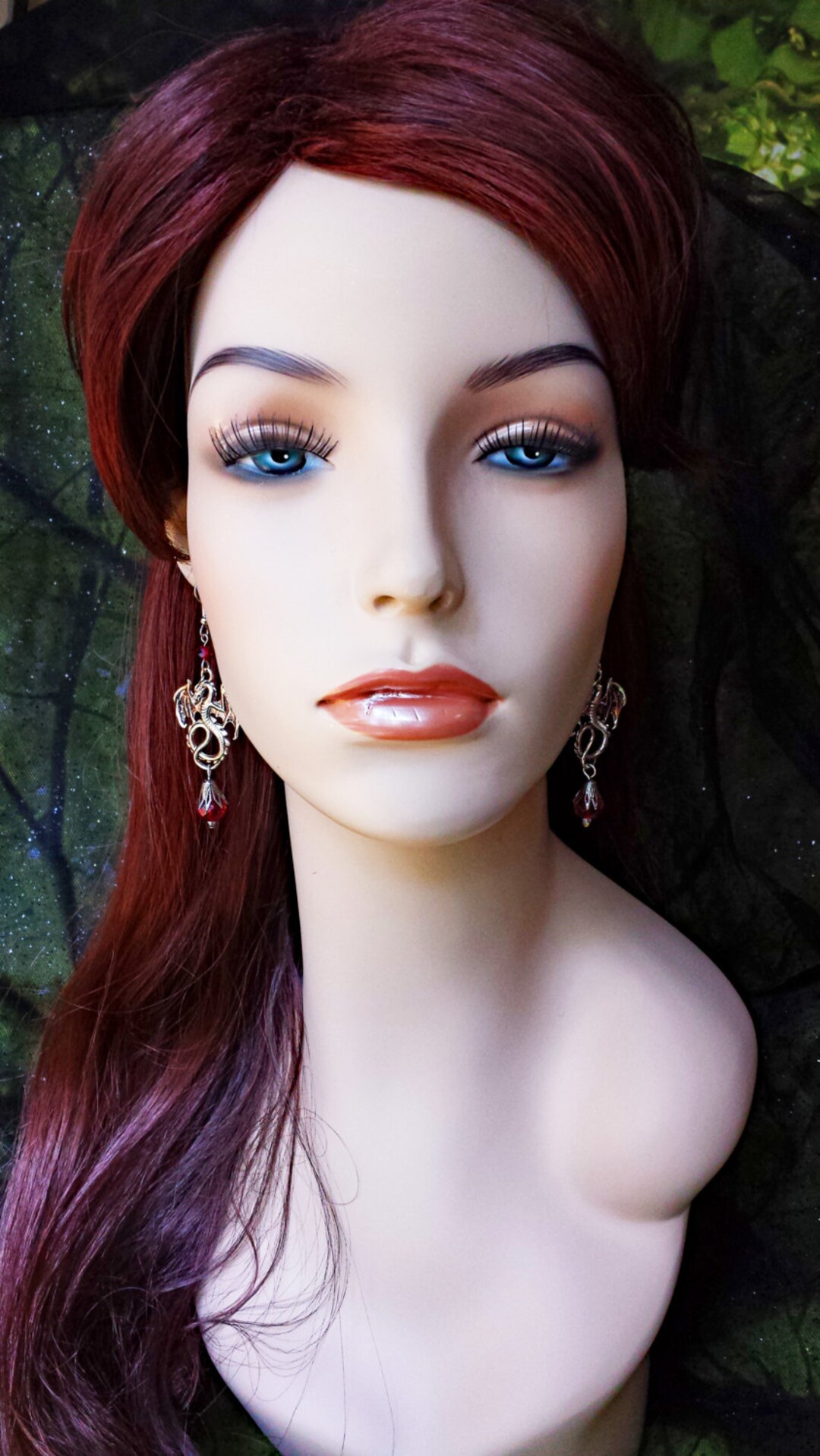 Ruby Drake Earrings, Dragon Ruby Red Beads Earrings, Epic Fantasy ...