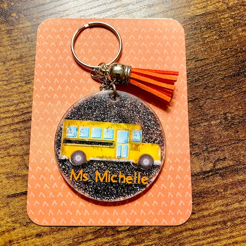 School Bus Keychain School Bus Key Fob Bus Driver Gift Back - Etsy