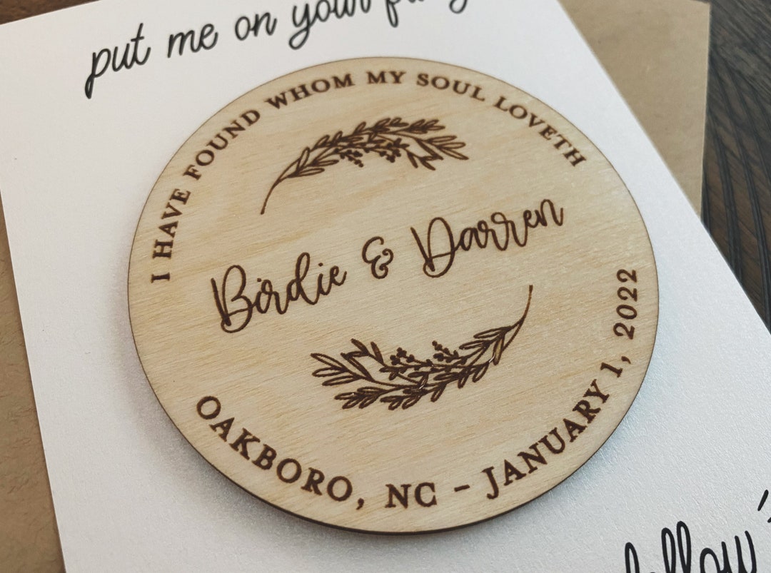 Engraved Save the Date Magnet, Custom Wedding Announcement, Wood Save ...