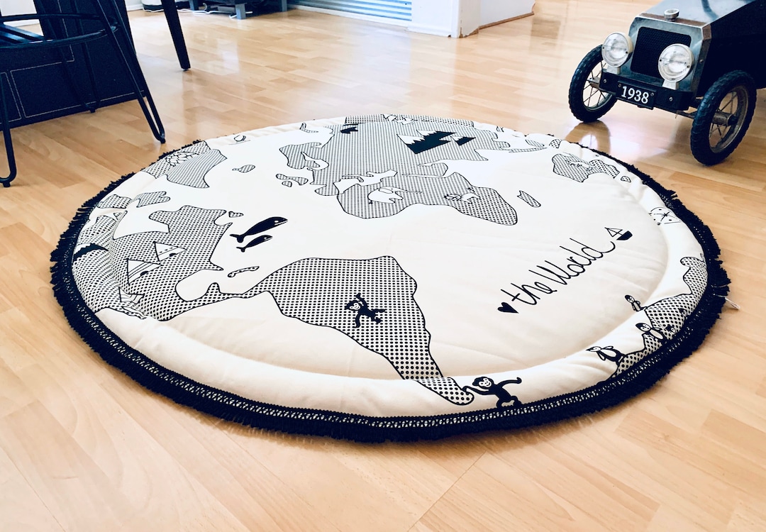 WORLD Map Play Mat, BIG Round Mat, Teaching Tool, World Map Playmat ...