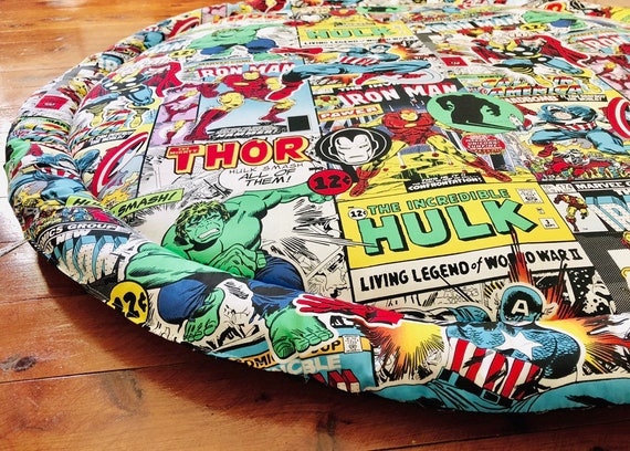 SUPERHERO Comic Strip Movie Round Play Mat Retro Deer and Dot | Etsy