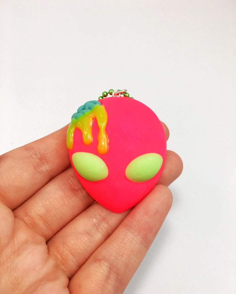 Pink Alien Necklace Glow in the Dark Alien Necklace Alien - Etsy