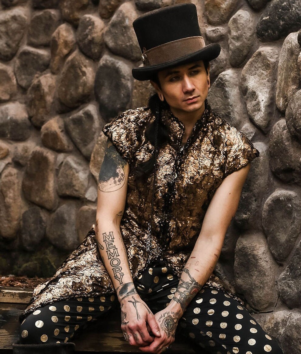 Medieval Style Long Doublet Vest Metallic Gold Minky Fur SIZE 42 Mens ...