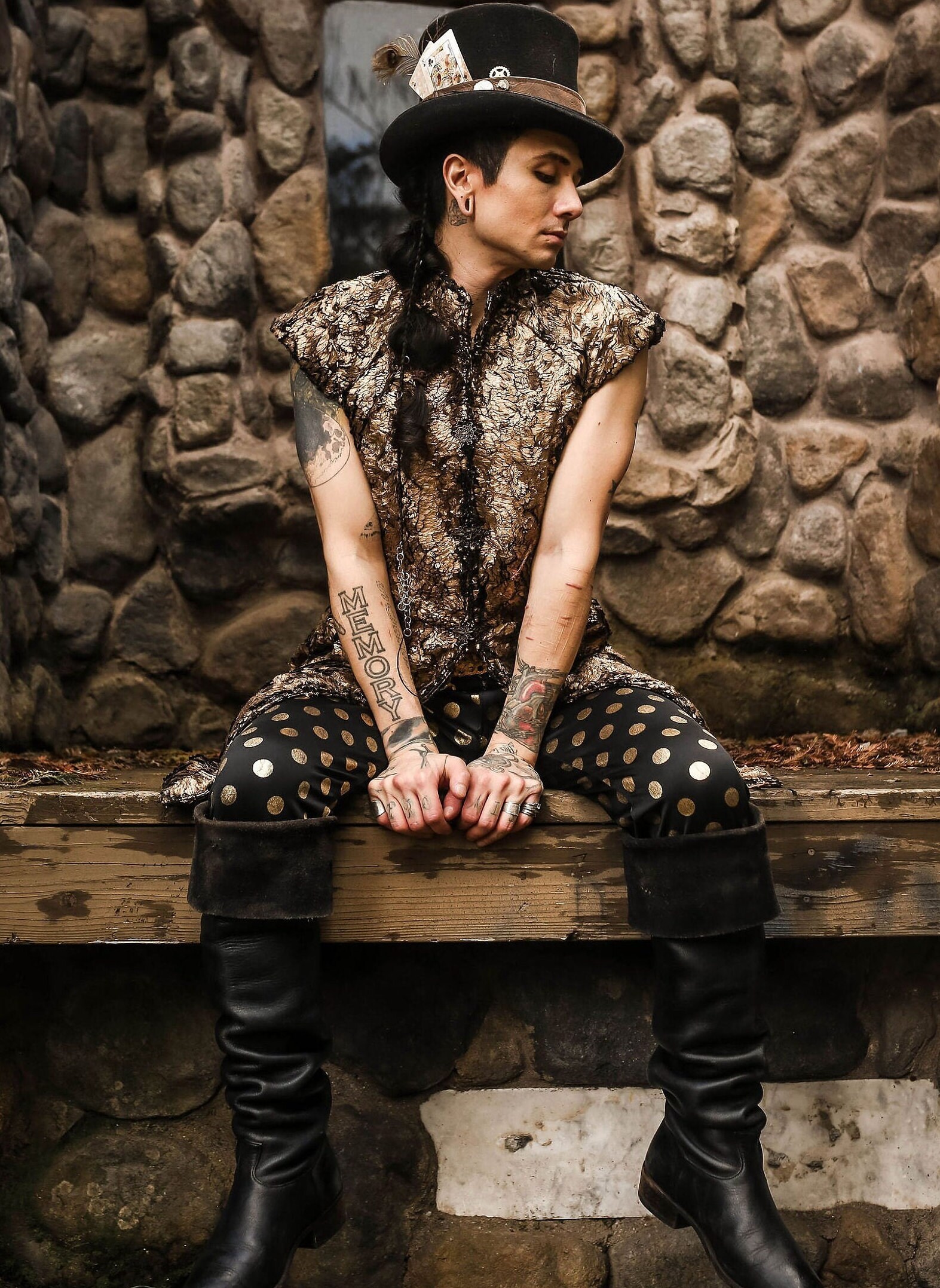 Medieval Style Long Doublet Vest Metallic Gold Minky Fur SIZE 42 Mens ...