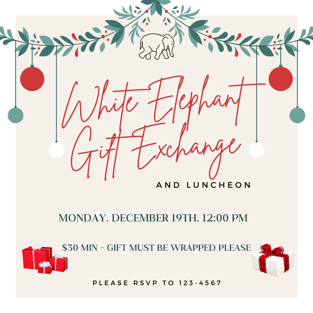 White Elephant Gift Exchange Holiday Party Office Party - Etsy