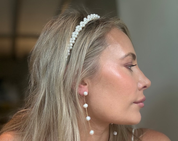 The Madison - Bubble Pearl Twirly Bridal Headband, Mother of the Bride ...