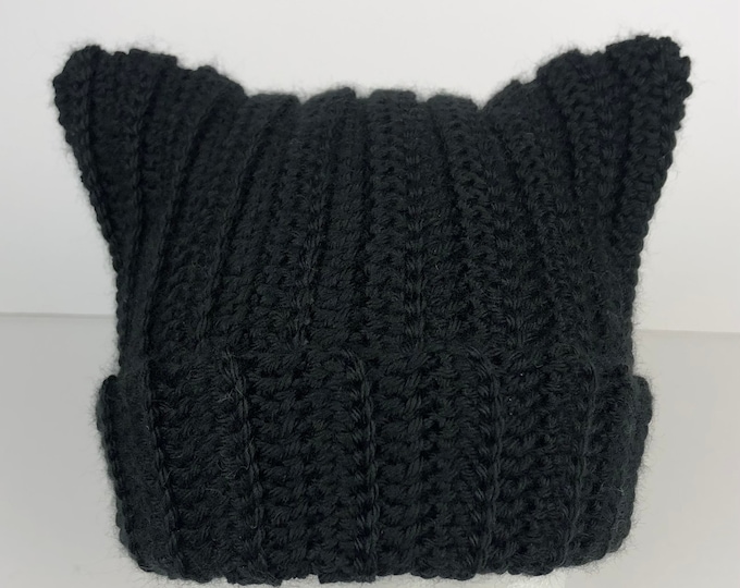 Multicoloured Cat Ears Beanie Cat Ear Hat Crochet Hat Crochet Cat ...