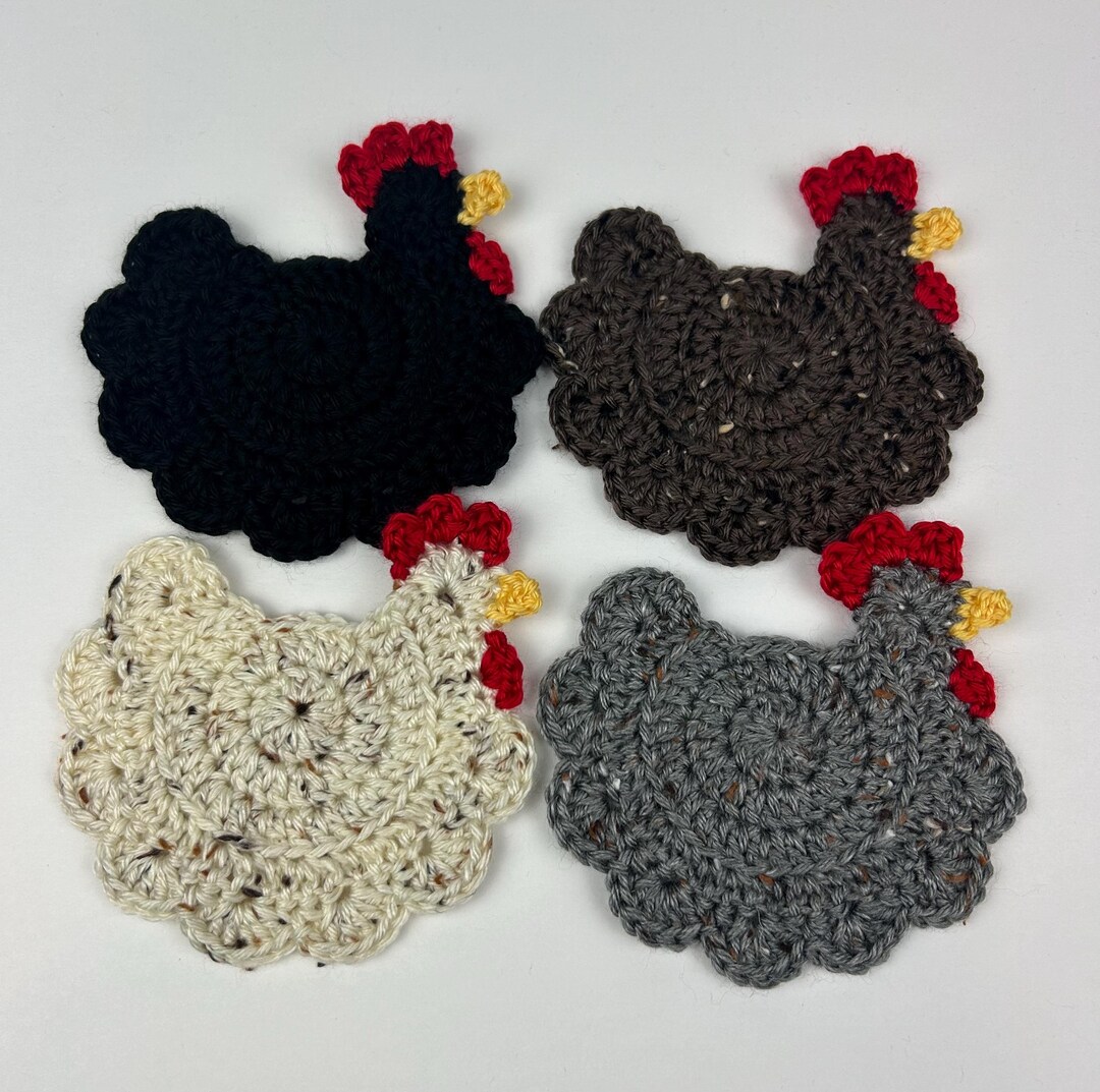 Crochet Chicken Coasters Set of 4 - Etsy