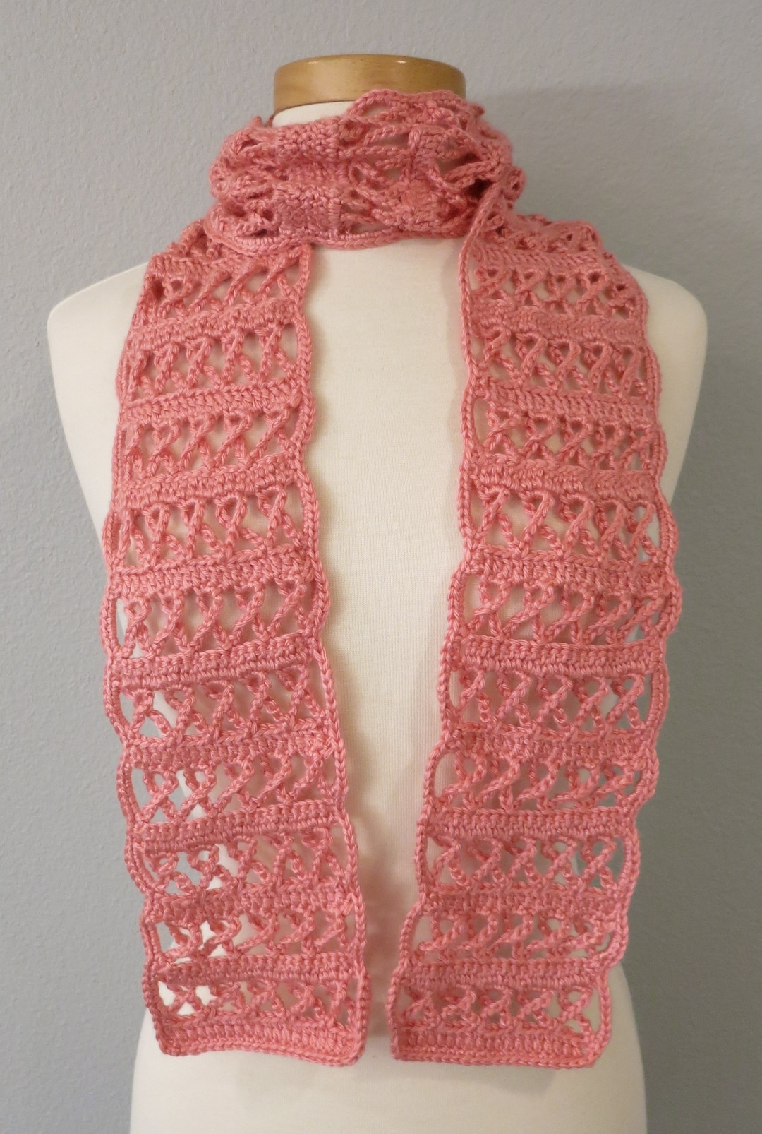 Crochet Pink Ribbon Scarf - Etsy
