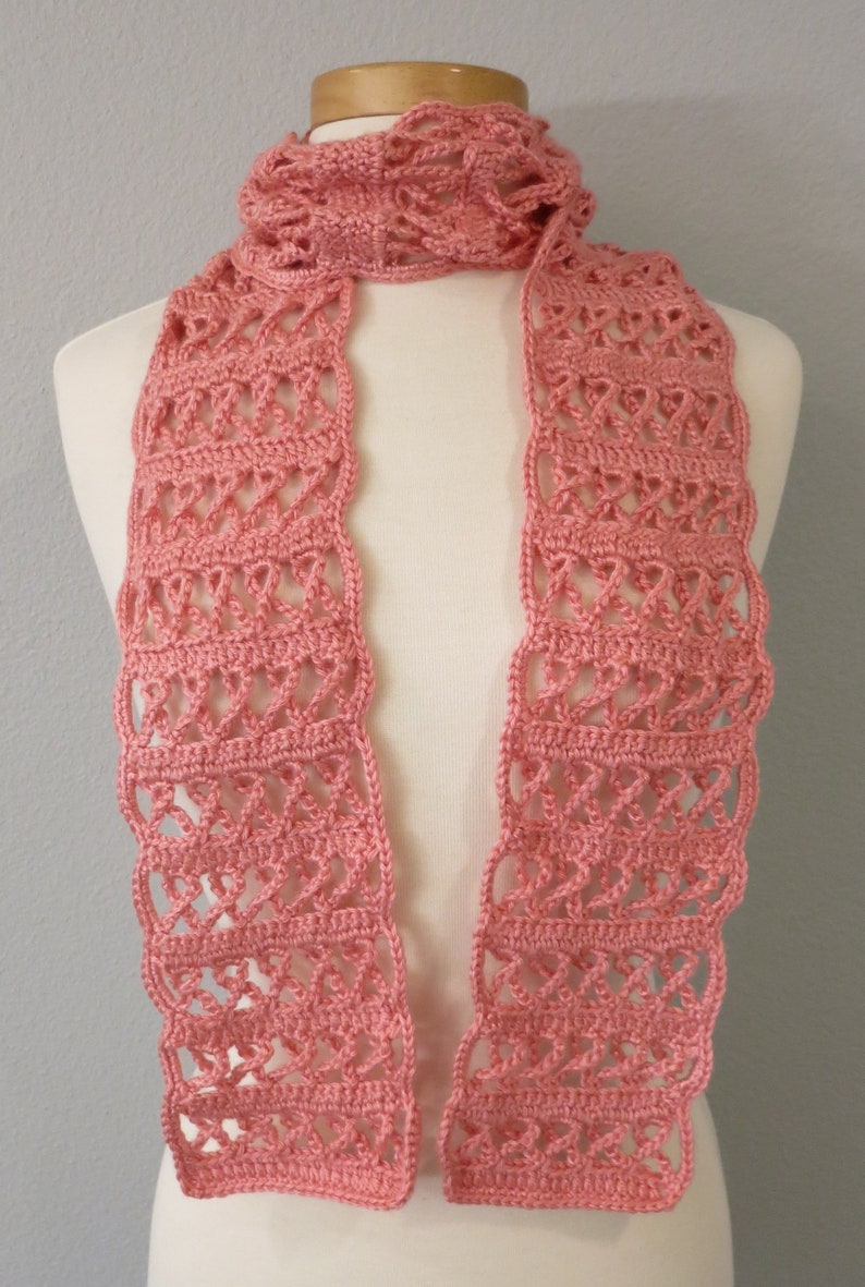 Crochet Pink Ribbon Scarf - Etsy