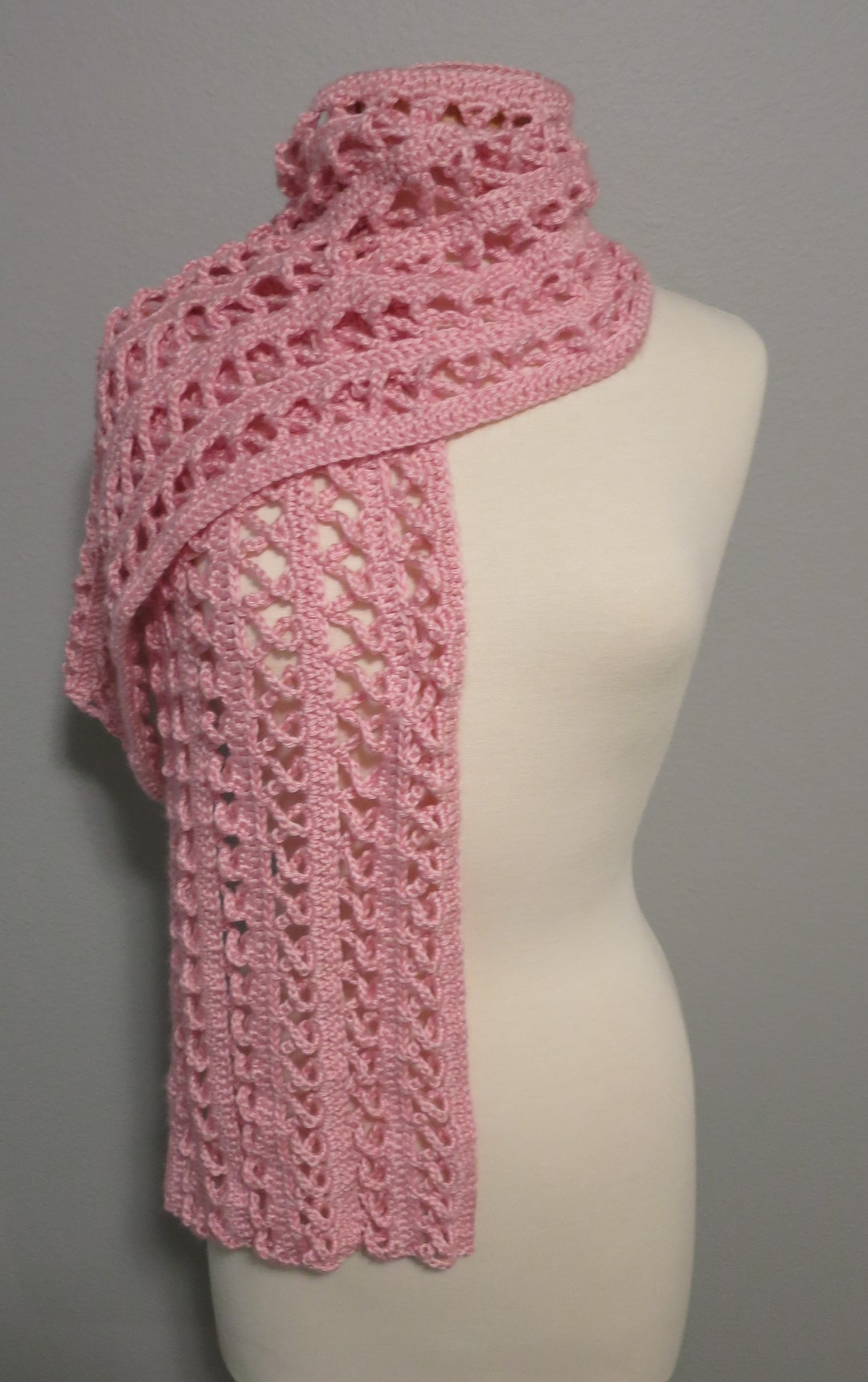 Crochet Pink Ribbon Shawl - Etsy