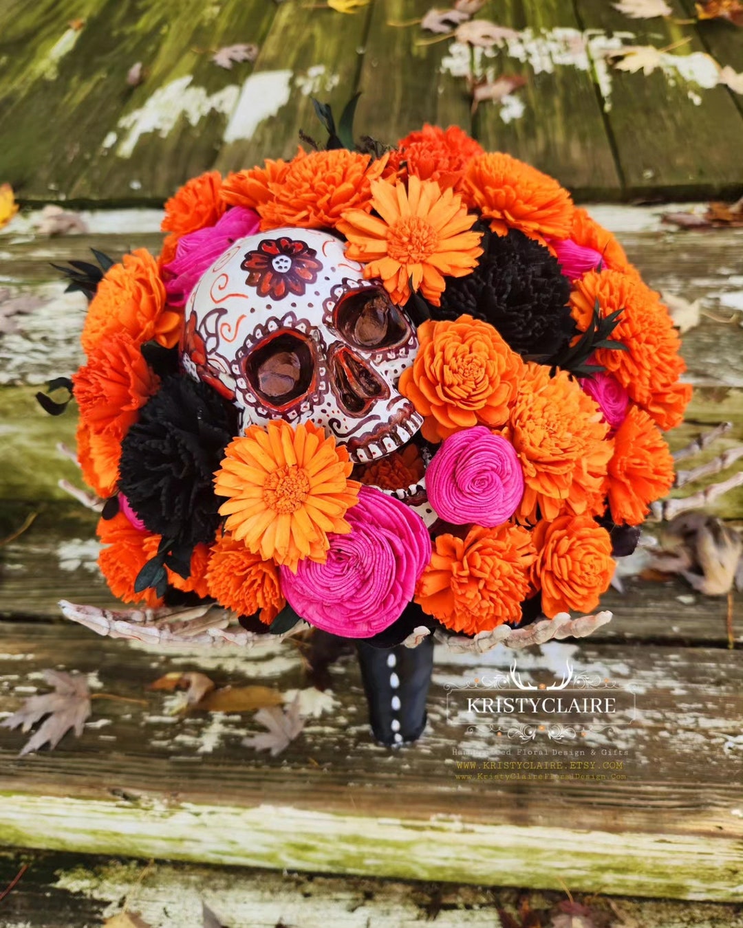 Día De Los Muertos, Day of the Dead, Inspired Sola Wood Flower Bouquet ...