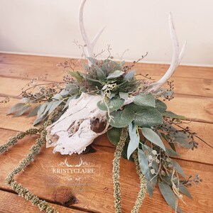 Whitetail Deer Skull With Antlers With Artificial Greenery, Wall Mount ...