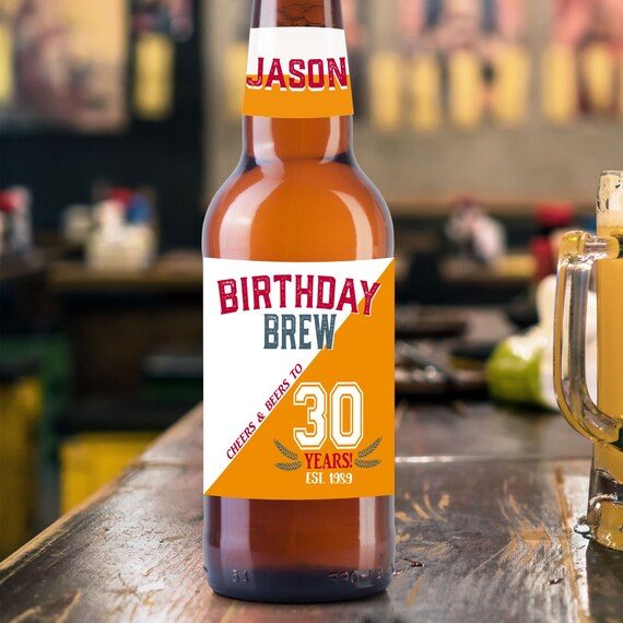 PRINTED Personalized Beer 30th Birthday Label Cheers & Beers - Etsy