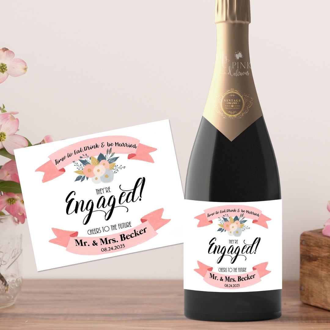 PRINTED Personalized Engagement Champagne Label, Engagement Champagne ...