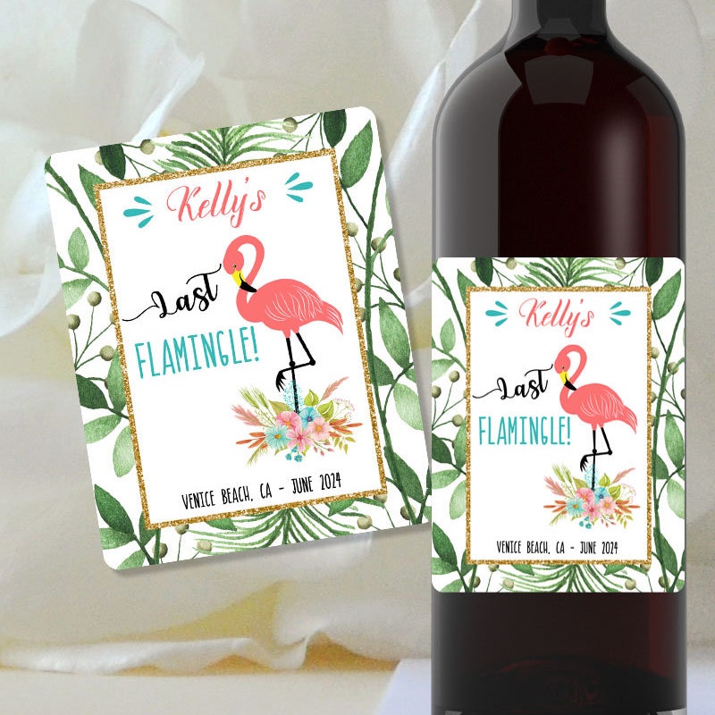 Flamingo Wine Label - Etsy