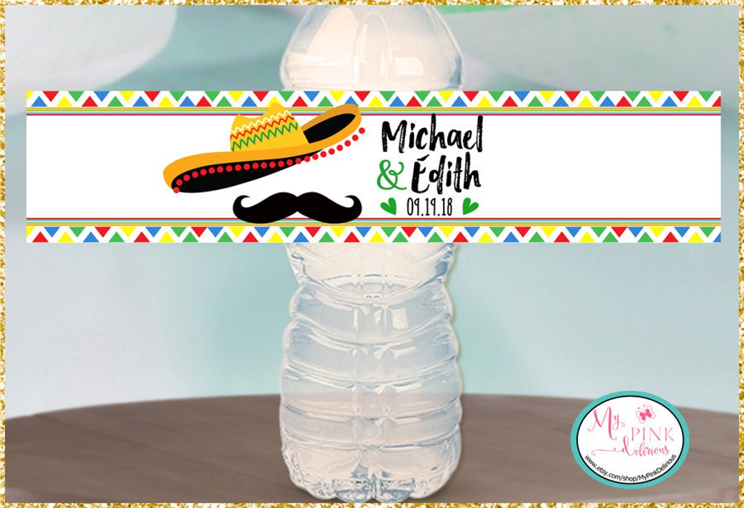 Mexican Fiesta Personalized Wedding Water Bottle Label bachelorette ...