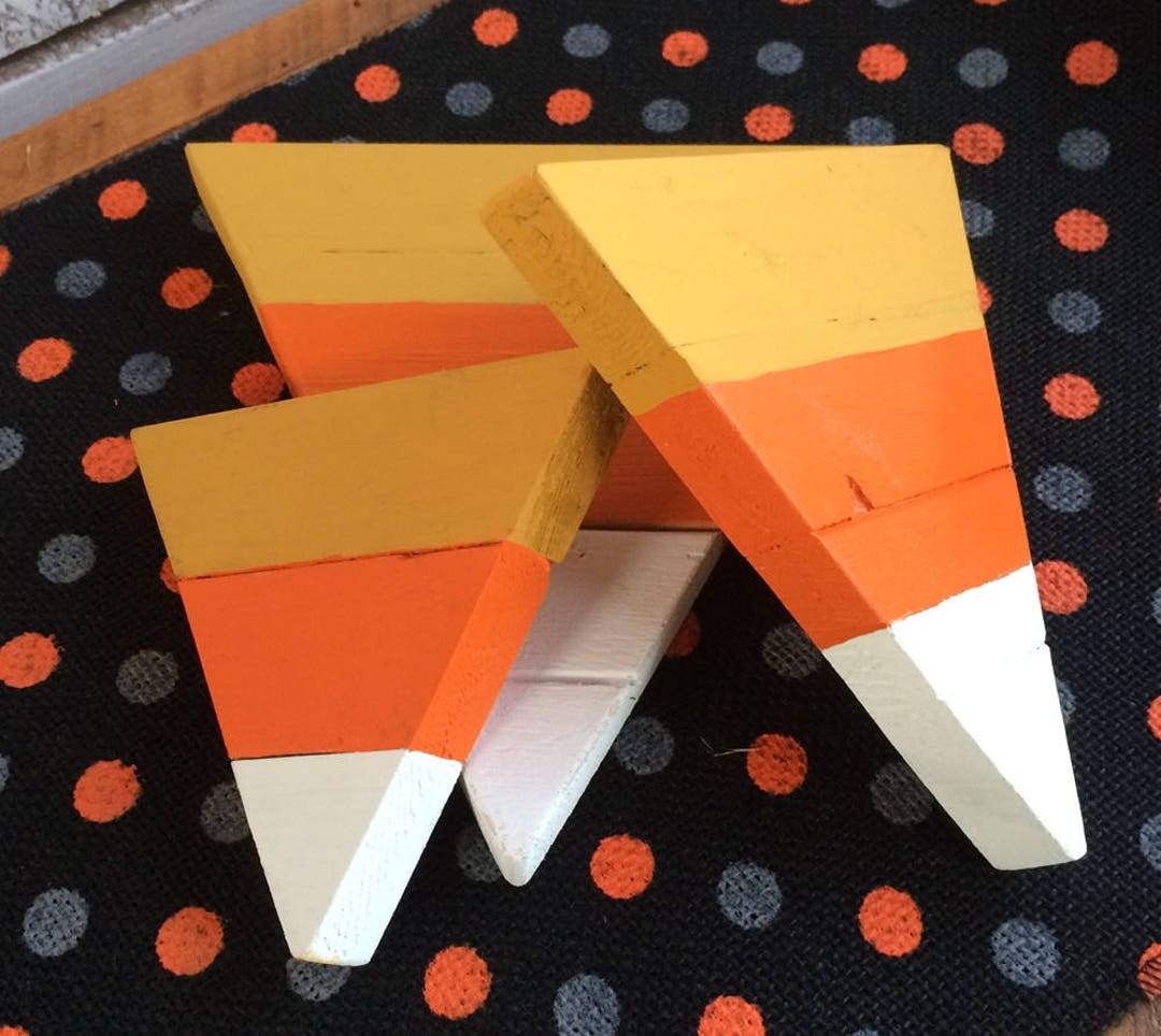Hand Painted Wood Candy Corn Set, Rustic Halloween Decor - Etsy