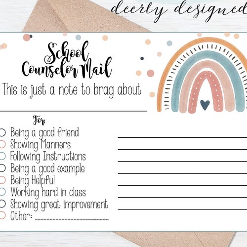Boho Rainbow School Counselor Note From the Counselor - Etsy