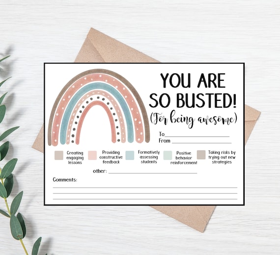 Boho Rainbow Teacher Feedback Card Teacher Positive - Etsy