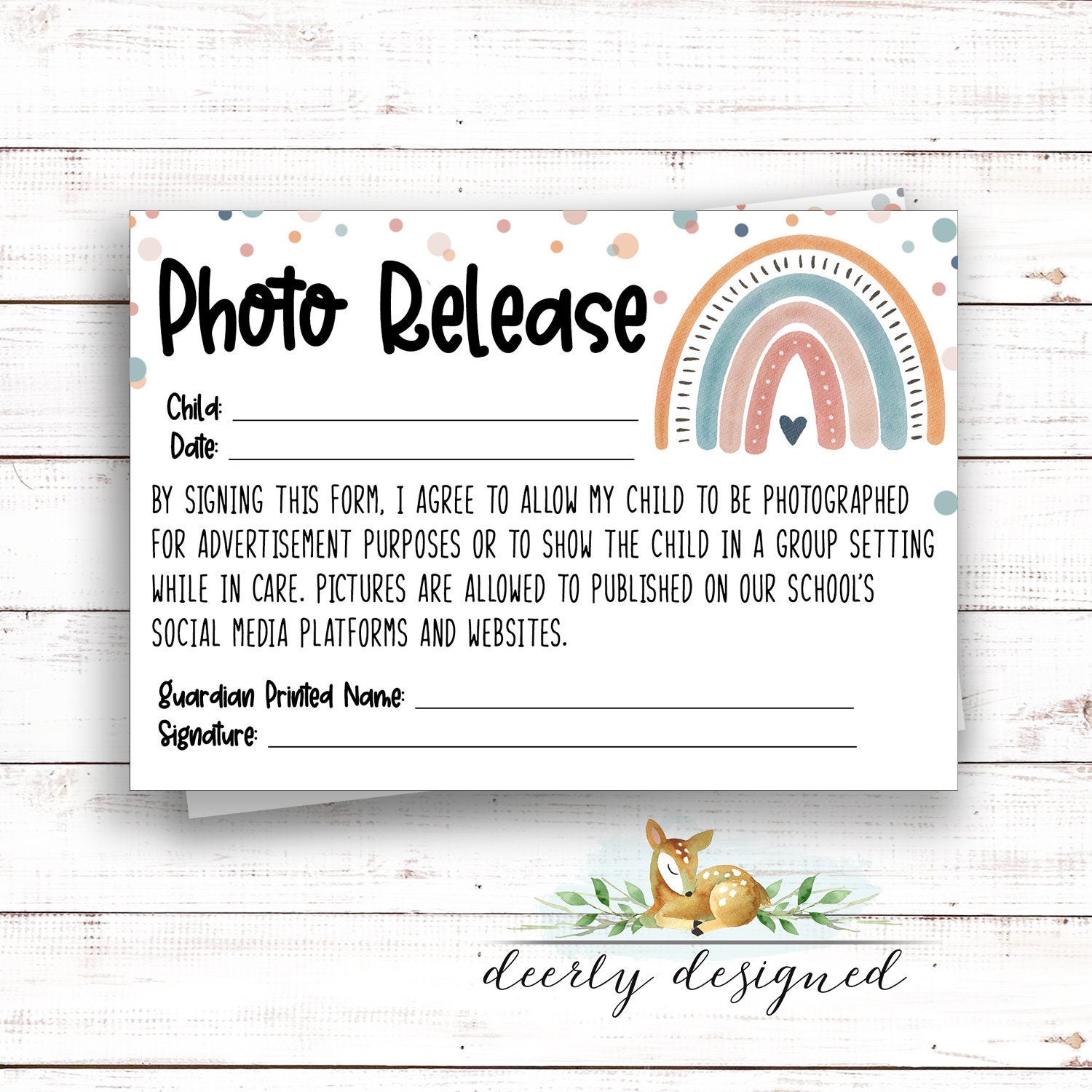 Daycare Preschool Photo Release Form - Photography Release - Daycare ...