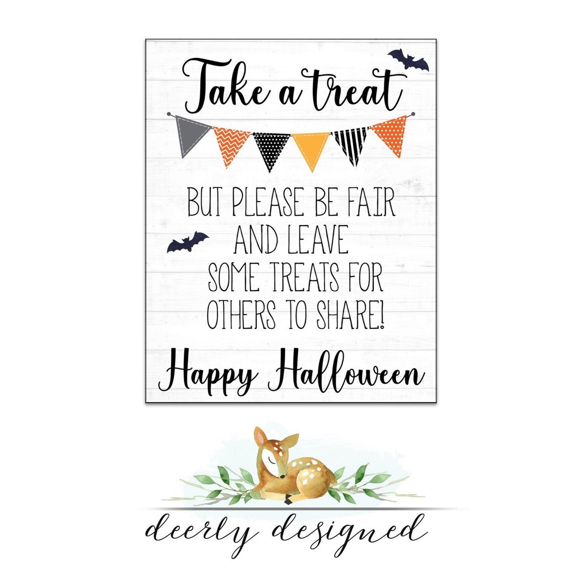 Halloween Candy Bowl Trick or Treat Sign - Take a Treat Sign - 8x10 ...