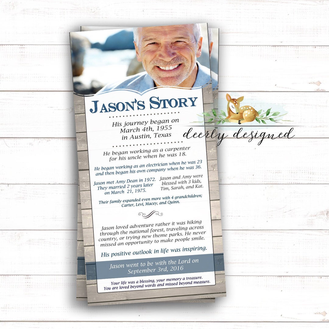 The Story: | Celebration of Life | Funeral Program | Memory Card by ...