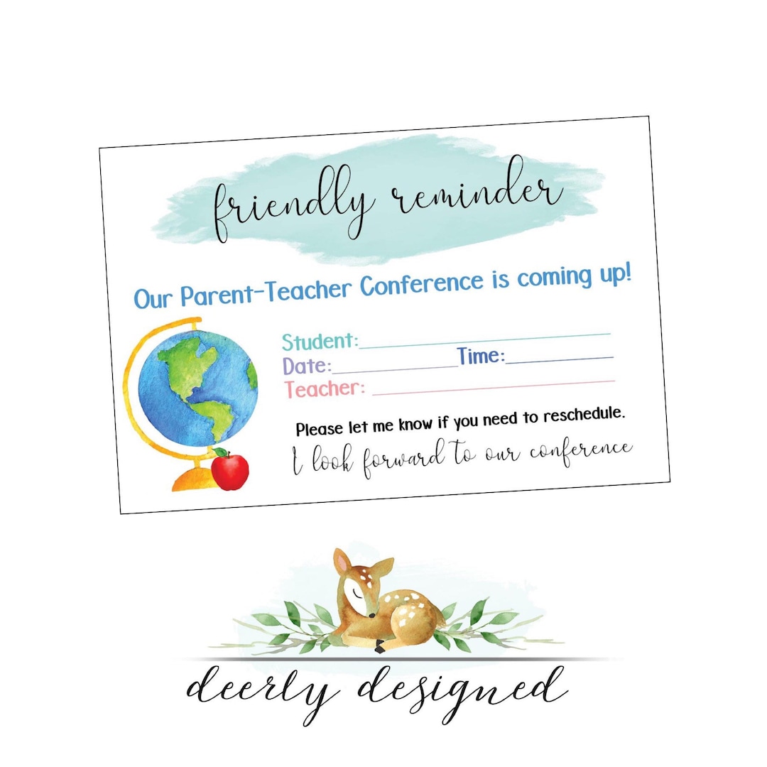 Parent Teacher Conference Reminder Note - Instant Download - Printable ...