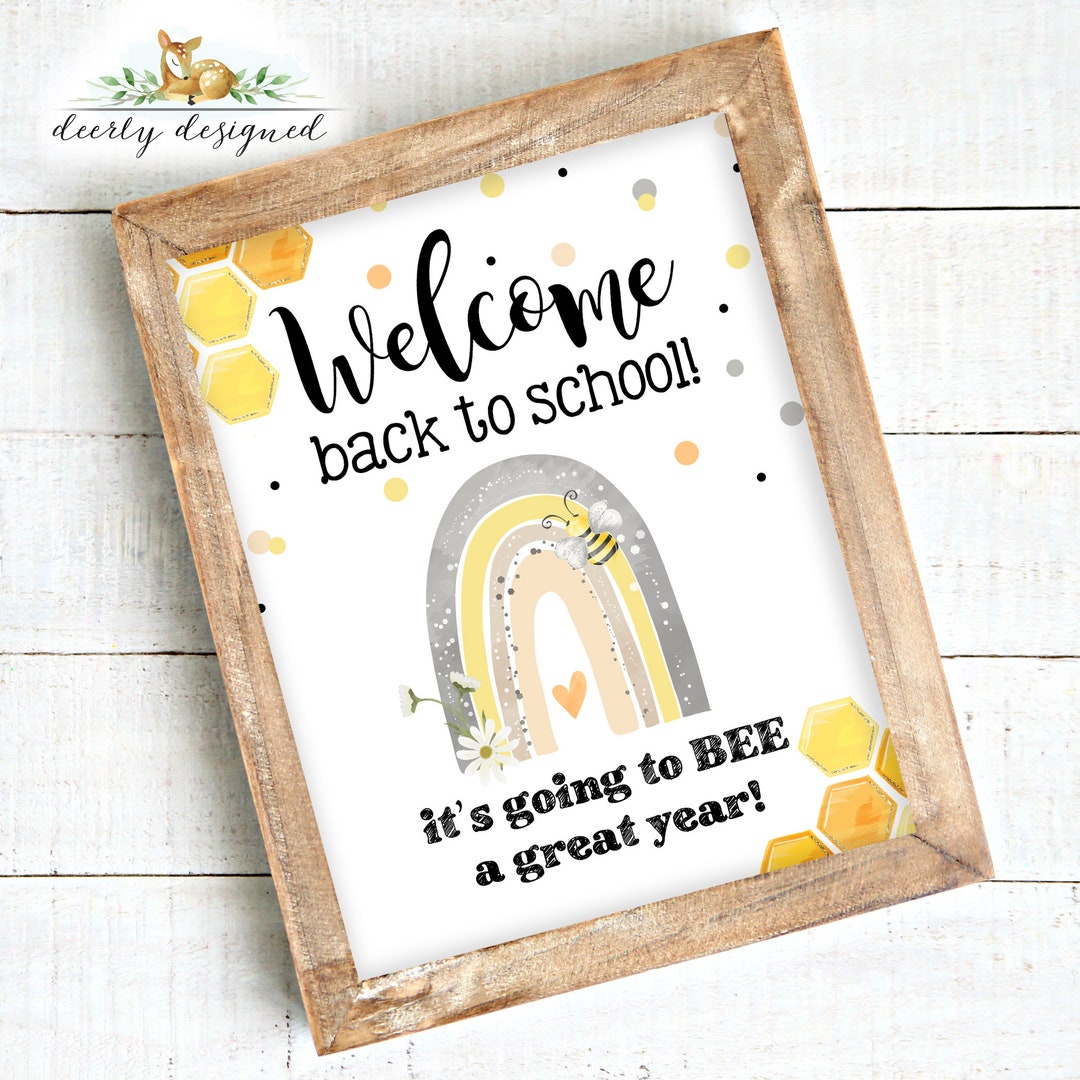 Bee Theme Welcome Back to School Sign - Bulletin Board - Door Sign ...