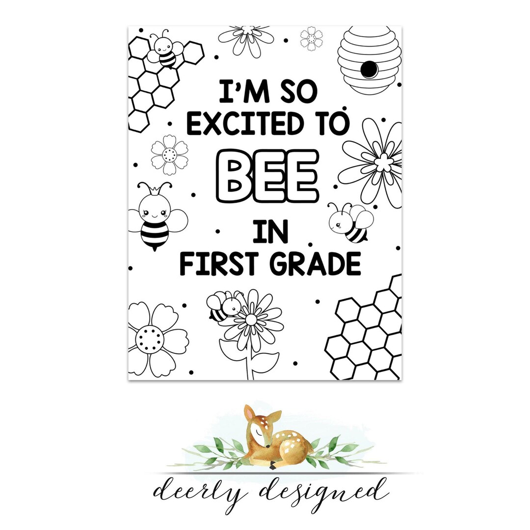 First Grade First Day Activities - Coloring Page - BEE Theme - Instant ...