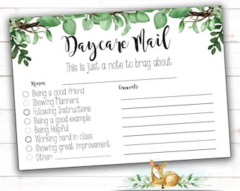 Daycare Mail Note From Daycare Teacher Homeschool Preschool Daycare ...