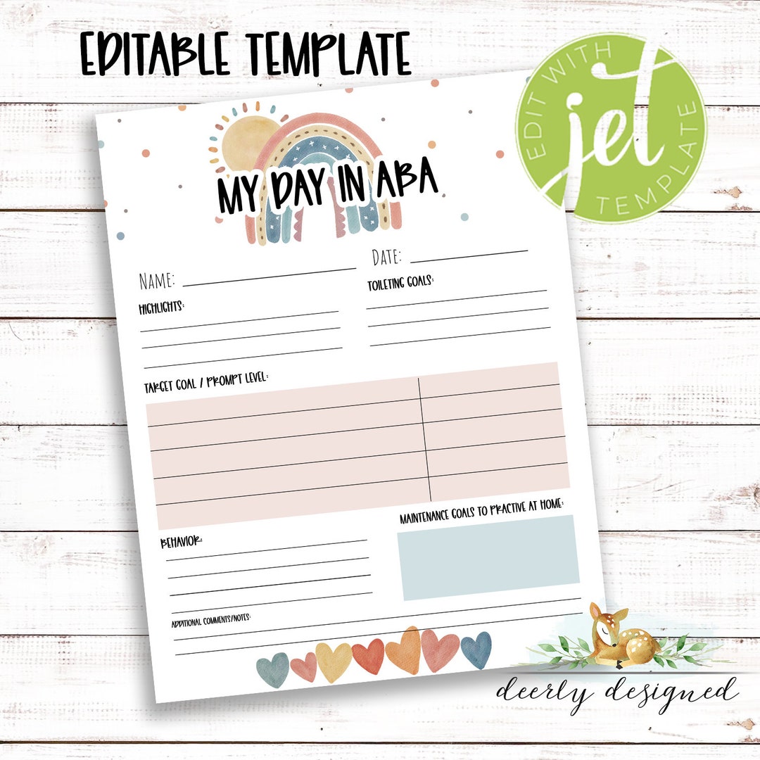 EDITABLE ABA Therapy Log - Applied Behavior Analysis - RBT - Autism ...
