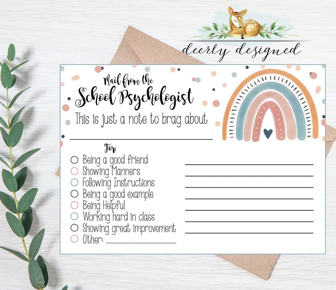 School Psychologist Mail - Note From the School Psychologist - Instant ...