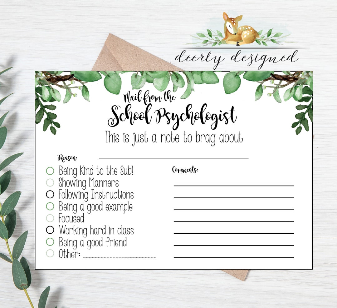School Psychologist Mail - Greenery - Substitute Report - Good Report ...