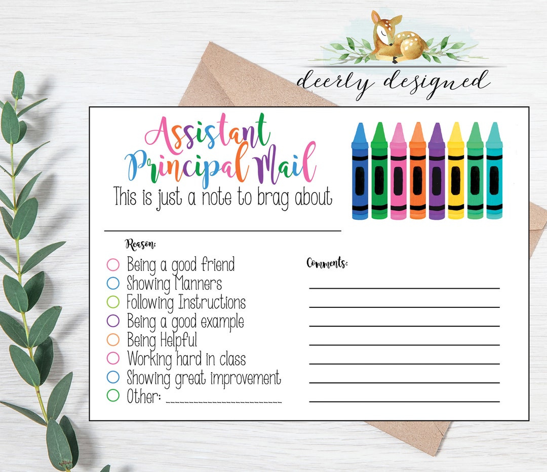 Assistant Principal Note: Positive Praise Cards (PDF) - Etsy