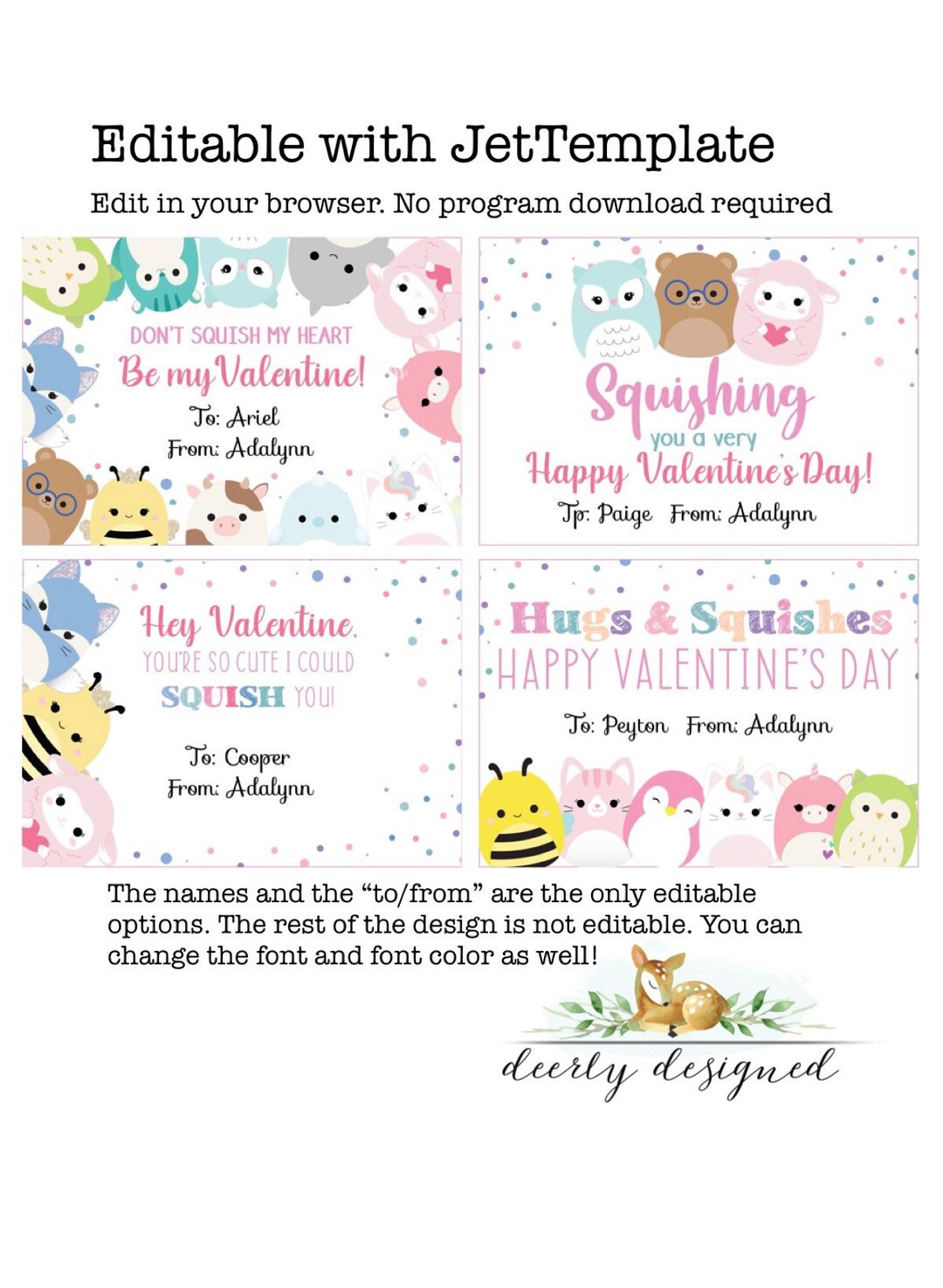 EDITABLE Squishmallow Squishie Valentines - Squishmallow Valentine ...