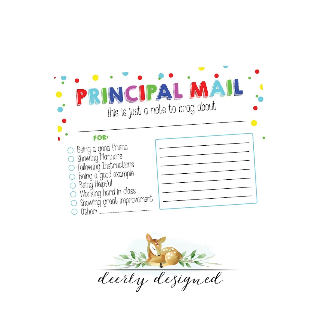 Principal Printable - Note From Principal - From Principal Office ...