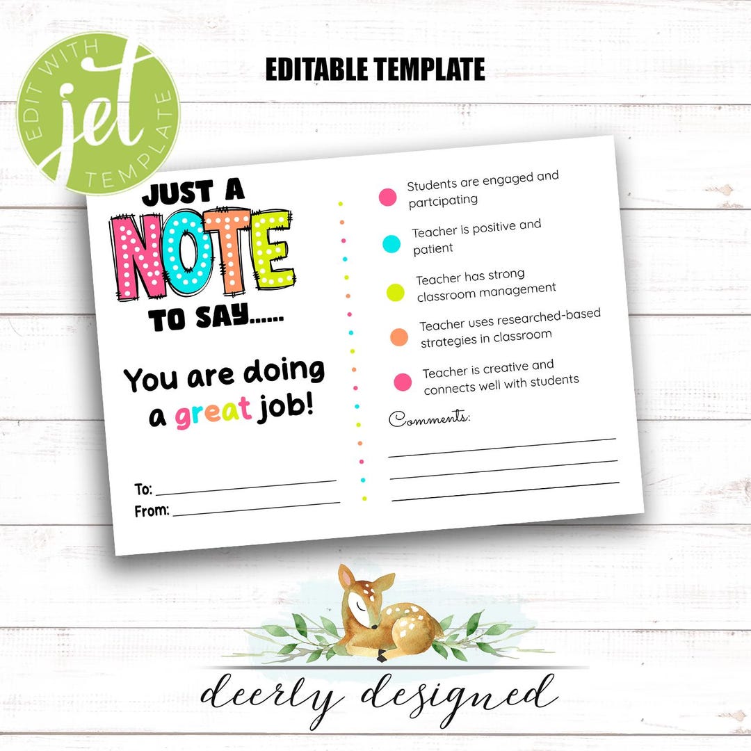 EDITABLE Bright Colors Teacher Walk Through - Teacher Feedback ...