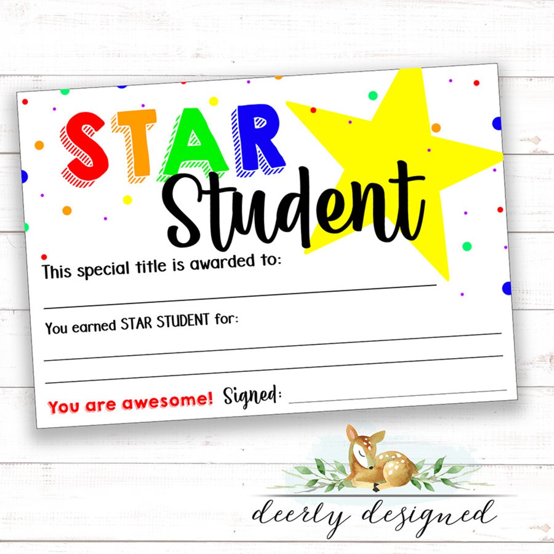 Star Student Ticket - Positive Reinforcement - Substitute Mail ...