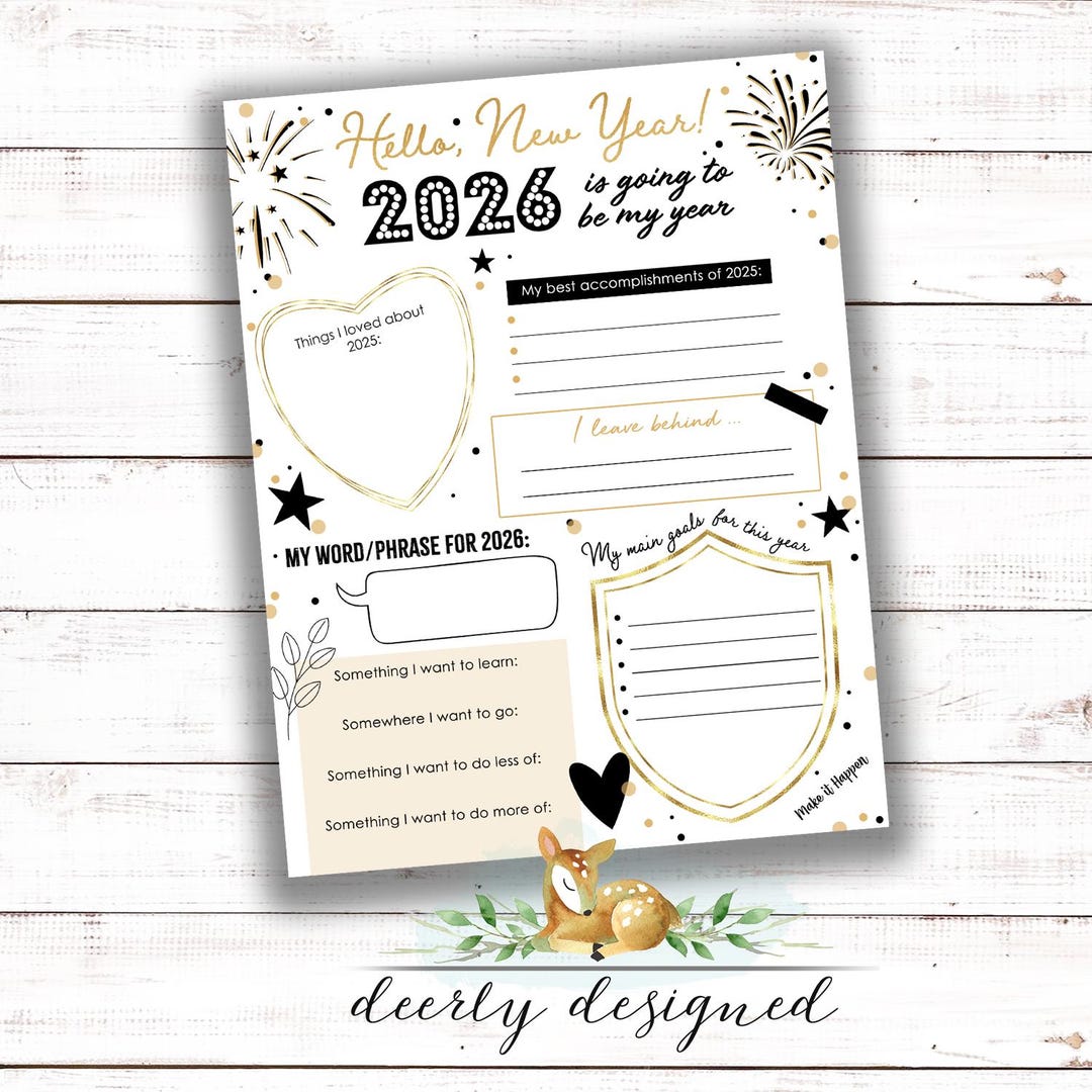 2026 New Year Vision Board Goals - Planner - Journaling - Happy New ...