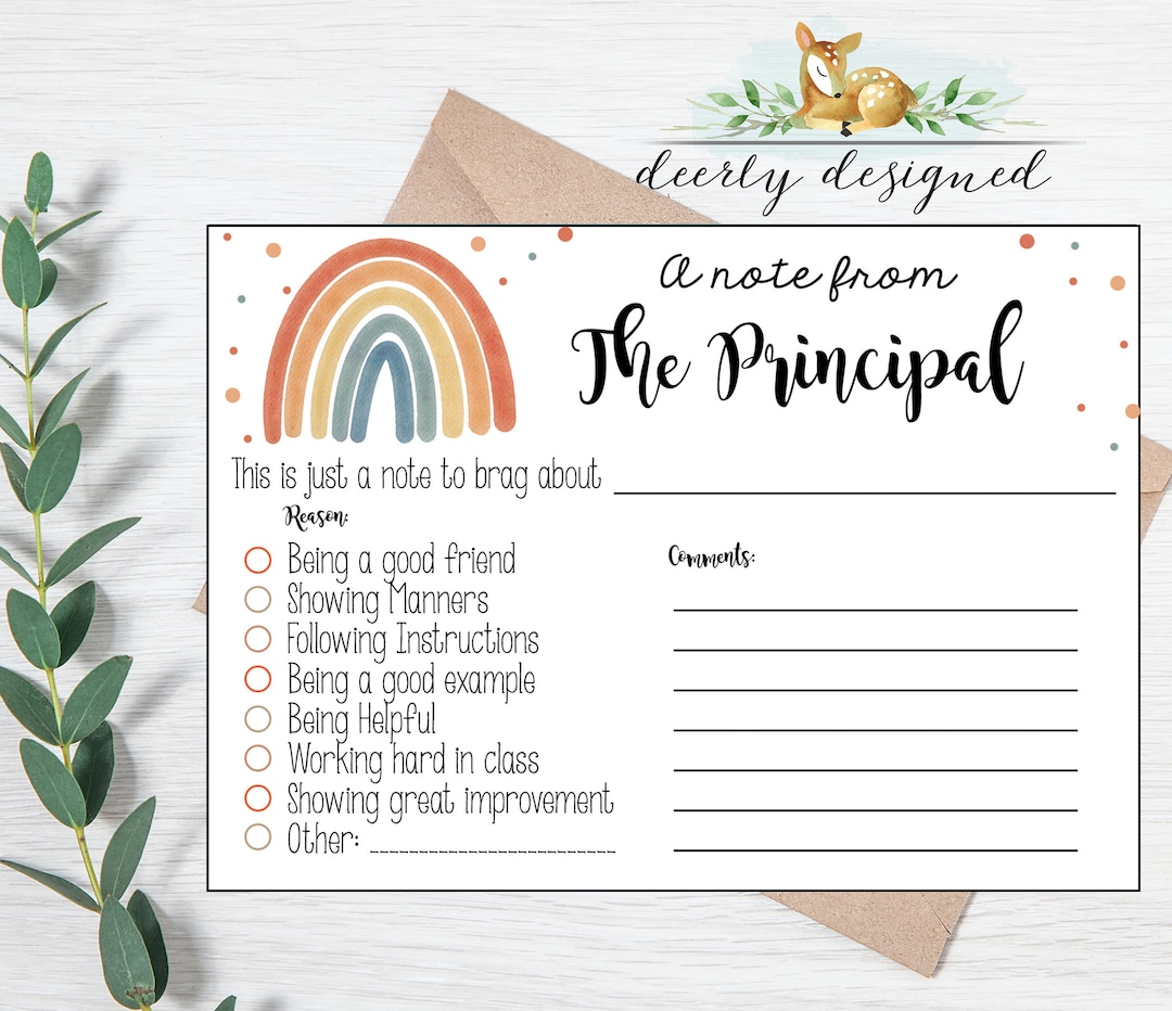 Principal Printable - Note From Principal - From Principal Office ...